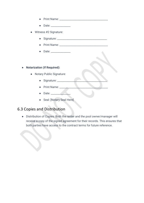 Comprehensive Pool Party Rental Agreement Template - Etsy
