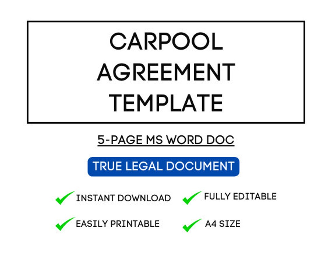 Carpool Agreement Template for Shared Rides - Etsy