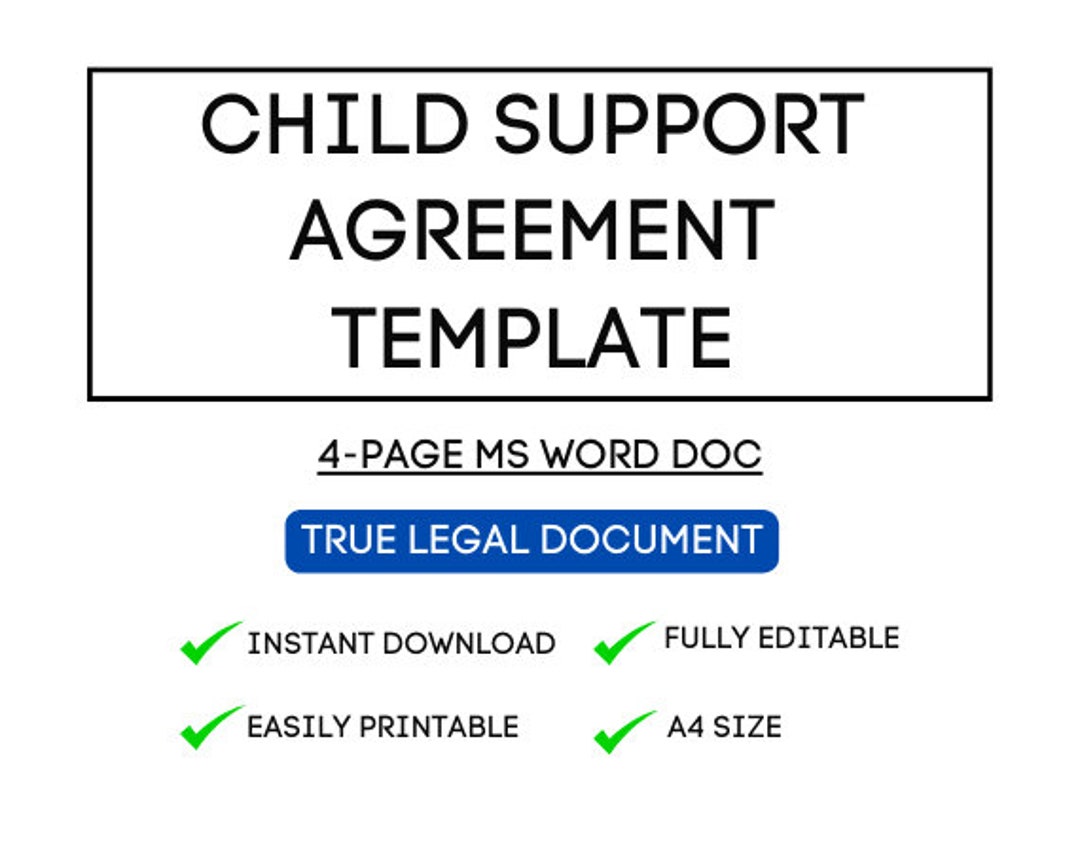 Customizable Child Support Agreement - Easy-to-edit and Legal - Etsy