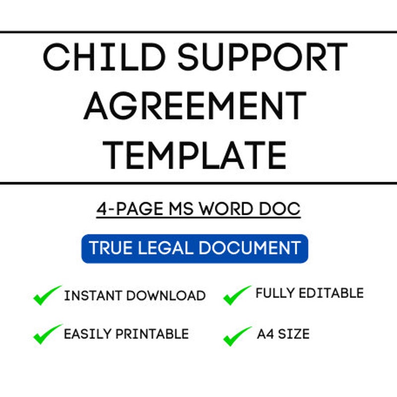 Child Support Agreement - Etsy