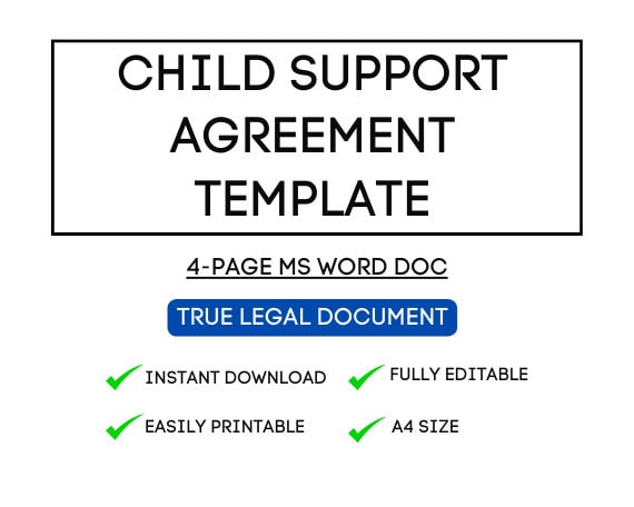 Customizable Child Support Agreement - Easy-to-edit and Legal - Etsy