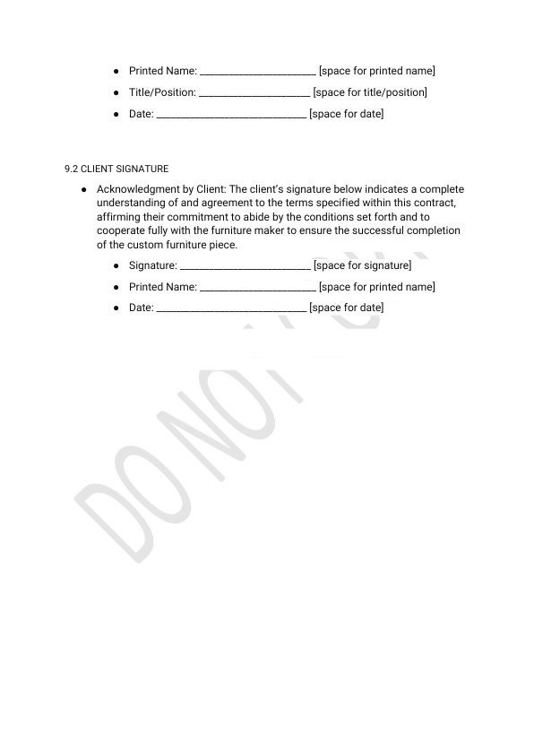 Custom Furniture Making Agreement Template - Etsy