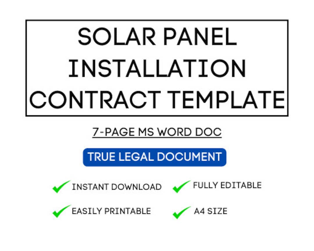Solar Panel Installation Contract - Etsy