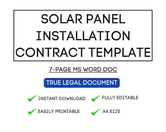 Solar Panel Cleaner Client Contract [template] - Etsy