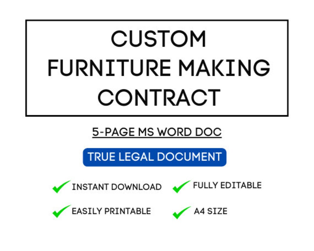 Custom Furniture Making Agreement Template - Etsy