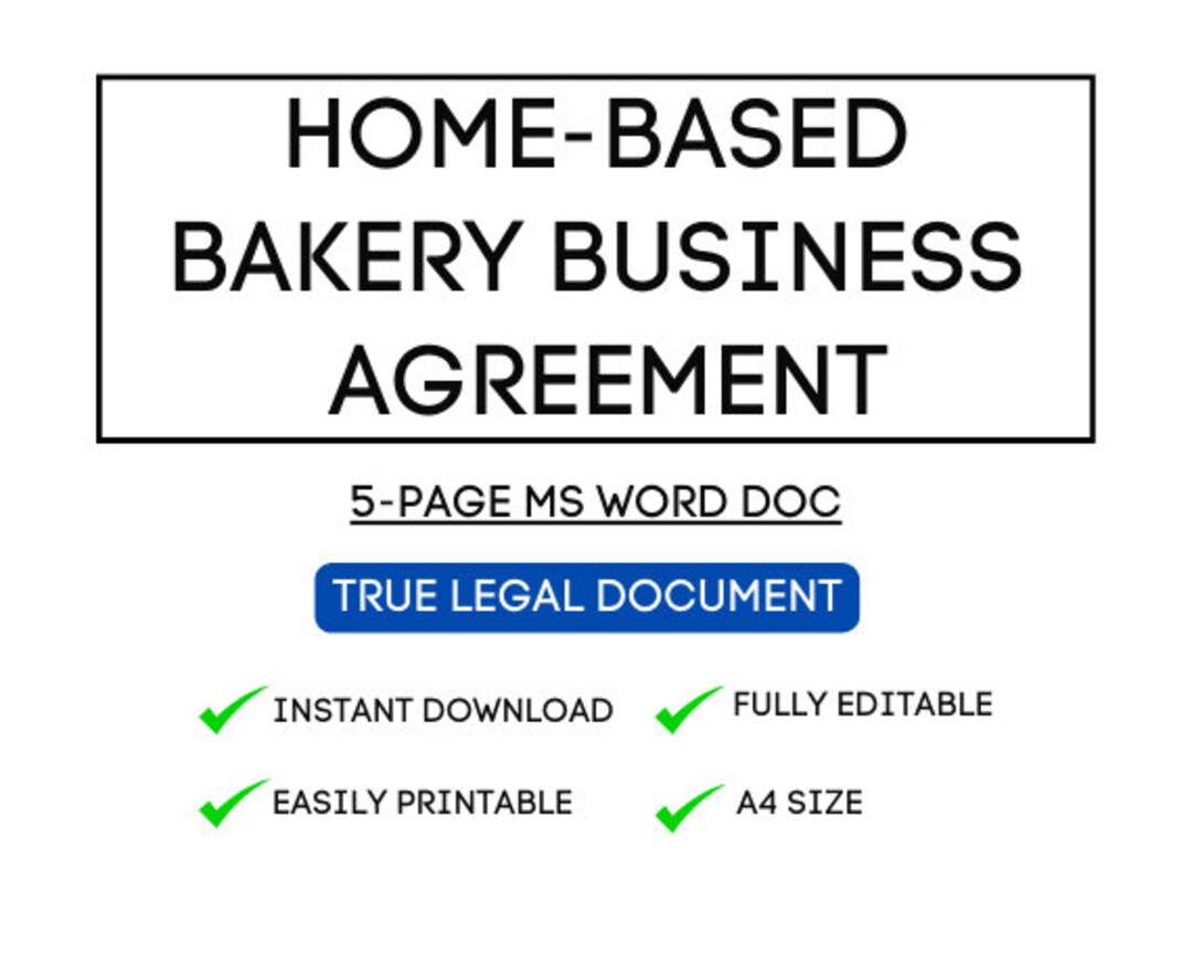 Home-based Bakery Business Agreement Template - Etsy