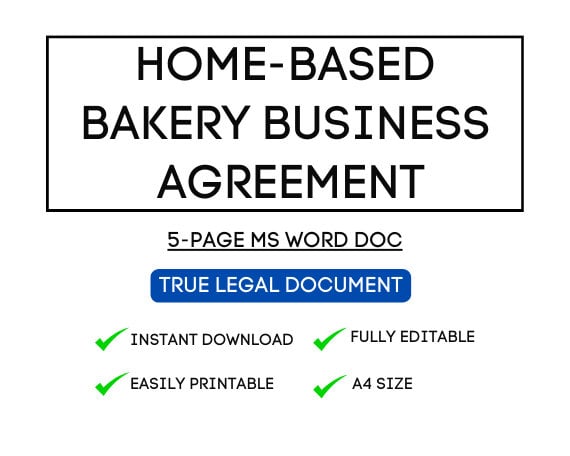 Home-based Bakery Business Agreement Template - Etsy