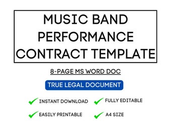 Editable Music Performance Contract Template - Live Show Agreement for ...