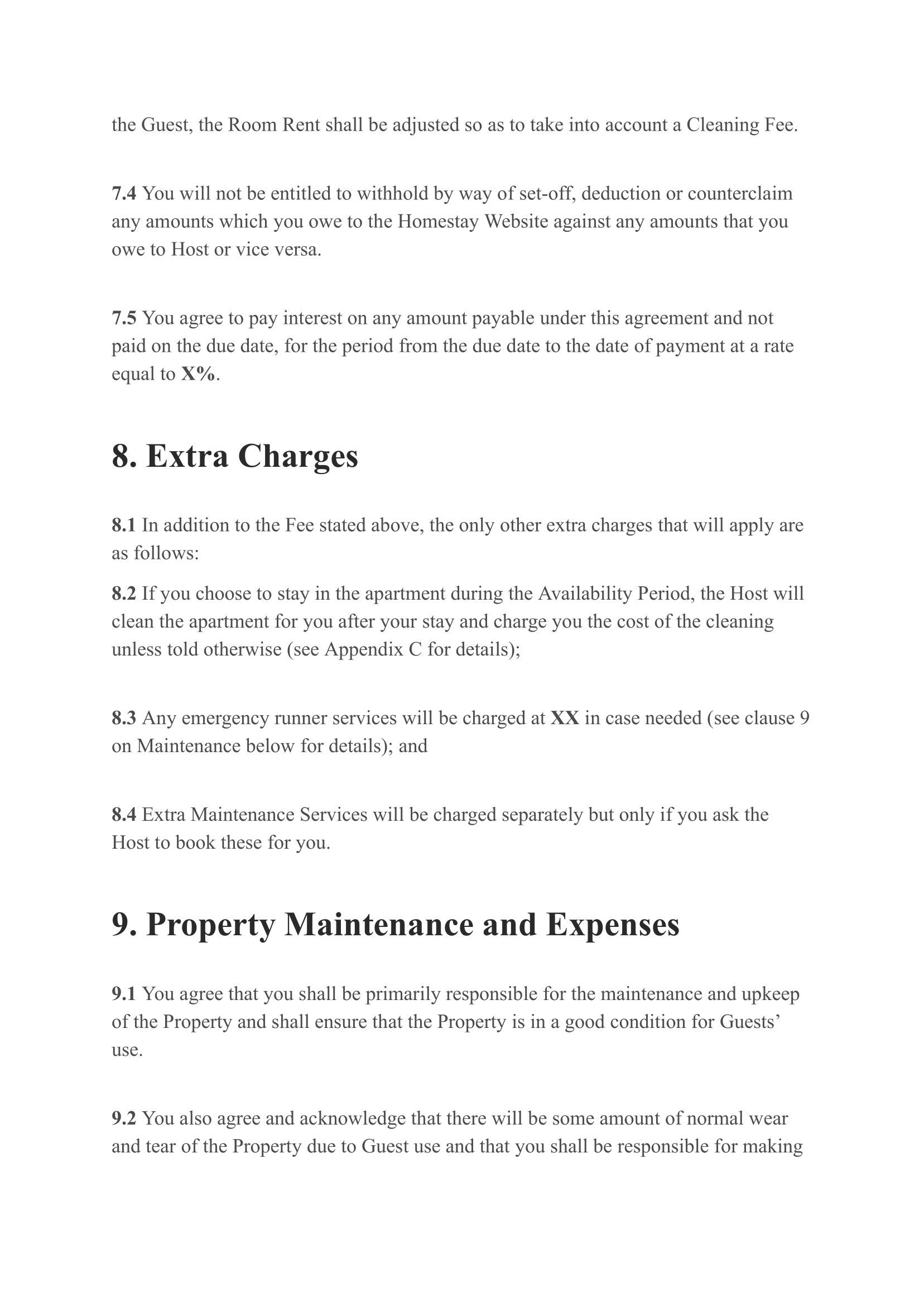Property Management Contract Template Short Term Reservations Holiday ...