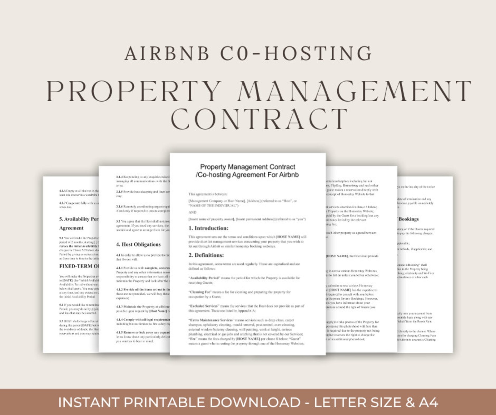 Property Management Contract Template Short Term Reservations Holiday ...