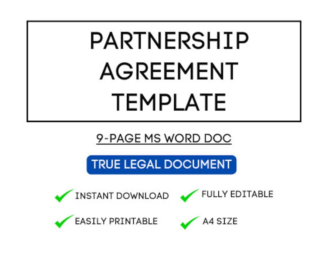 Editable Business Partnership Agreement Template - Etsy