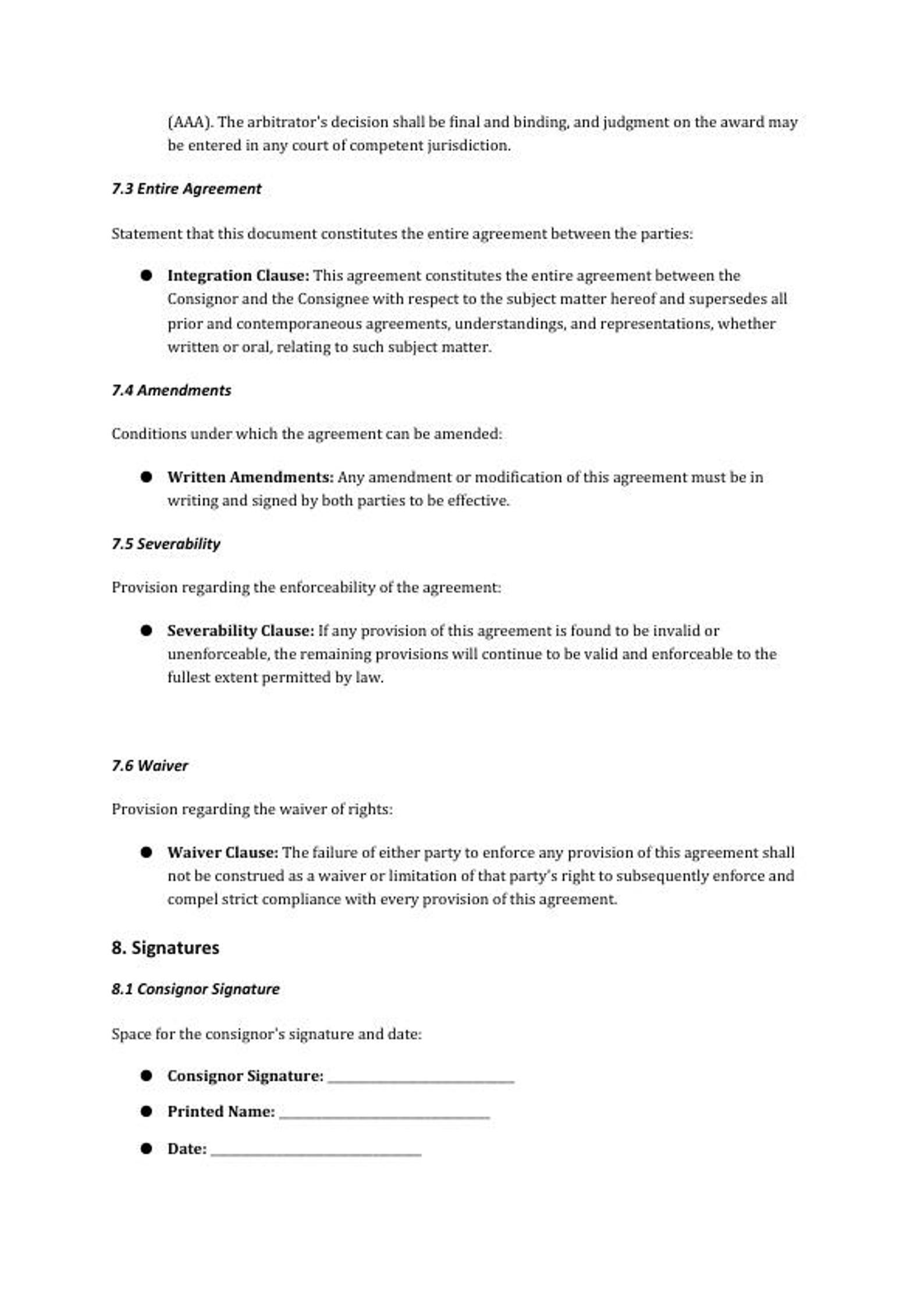 Consignment Agreement Template Professional and Customizable - Etsy