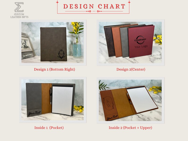 Engraved Portfolio for Women Padfolio for Men Custom Logo Padfolio for ...