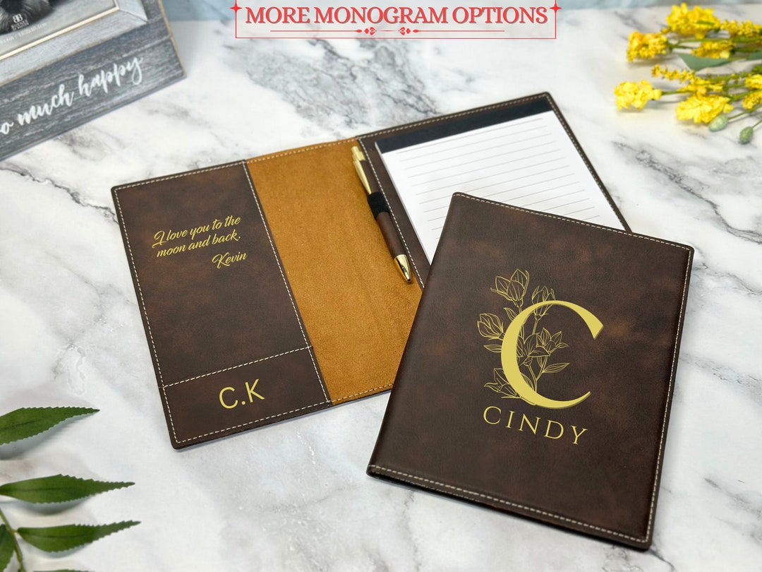 Engraved Portfolio for Women Padfolio for Men Custom Logo Padfolio for ...