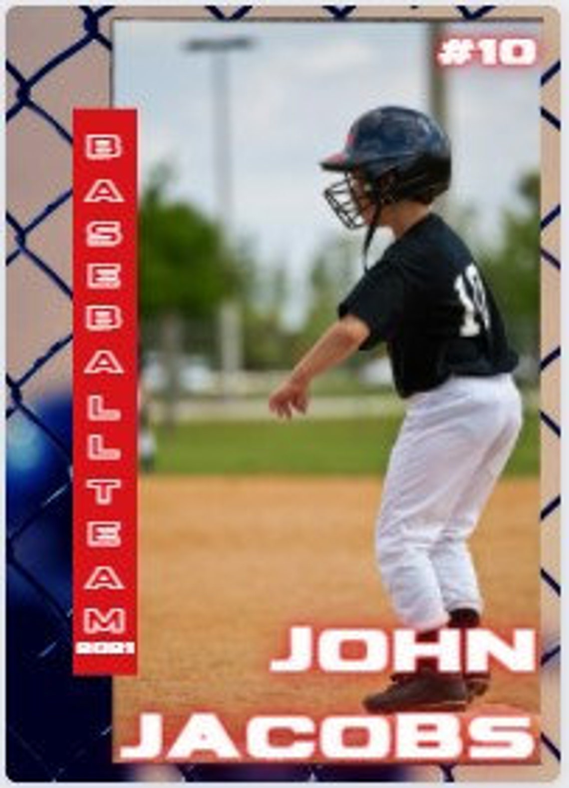 Custom Baseball Team or Player Trading Card Template for Canva- Fence ...