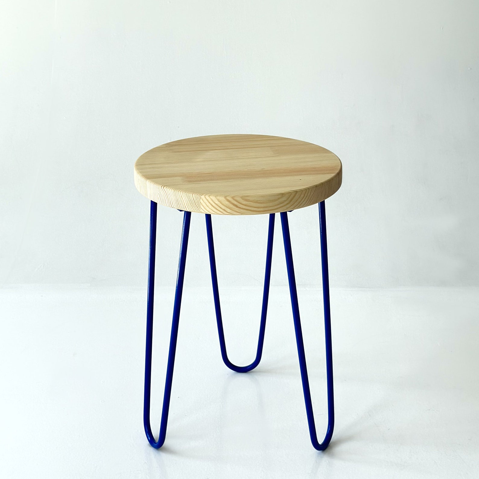 Custom Wooden Stool: Minimalist Hairpin Leg Accent Table - Etsy