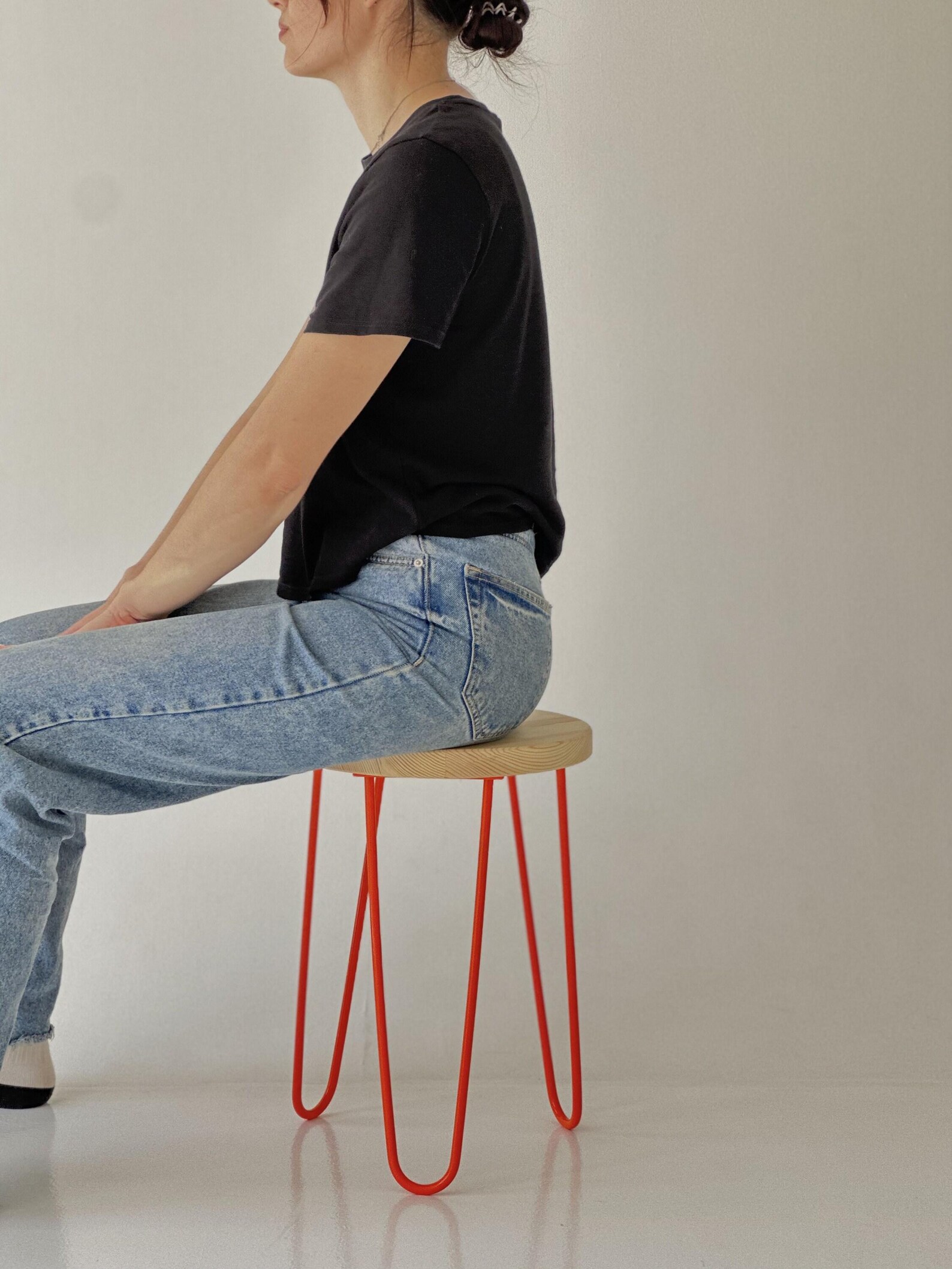 Custom Wooden Stool: Minimalist Hairpin Leg Accent Table - Etsy