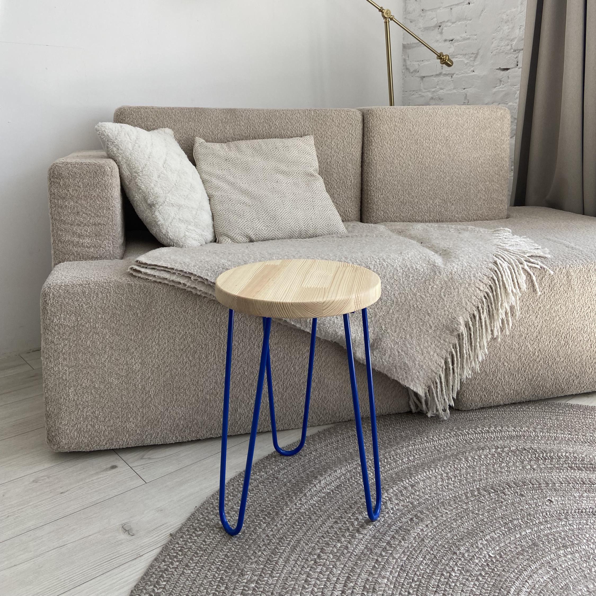 Custom Wooden Stool: Minimalist Hairpin Leg Accent Table - Etsy