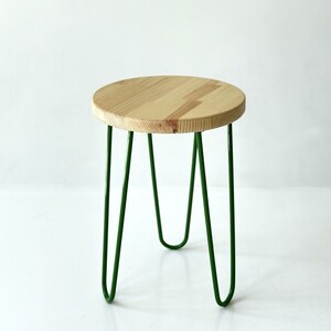 Custom Wooden Stool: Minimalist Hairpin Leg Accent Table - Etsy