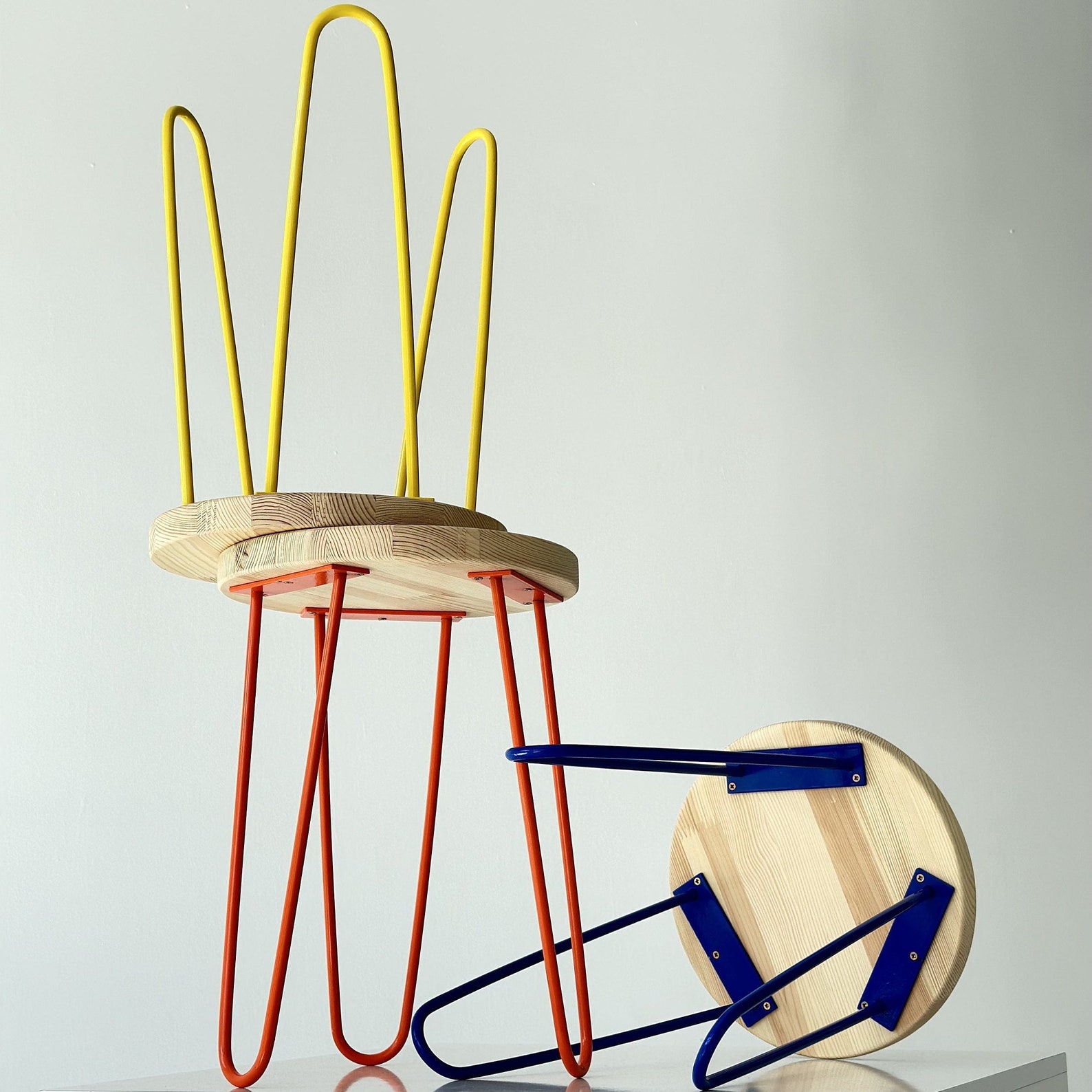 Custom Wooden Stool: Minimalist Hairpin Leg Accent Table - Etsy