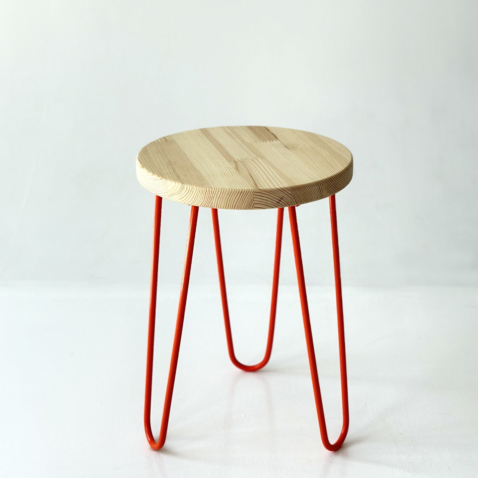 Custom Wooden Stool: Minimalist Hairpin Leg Accent Table - Etsy