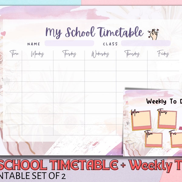 School Timetable Printable - Etsy