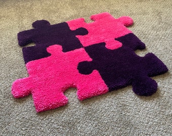Pink Puzzle Piece Rug - Etsy