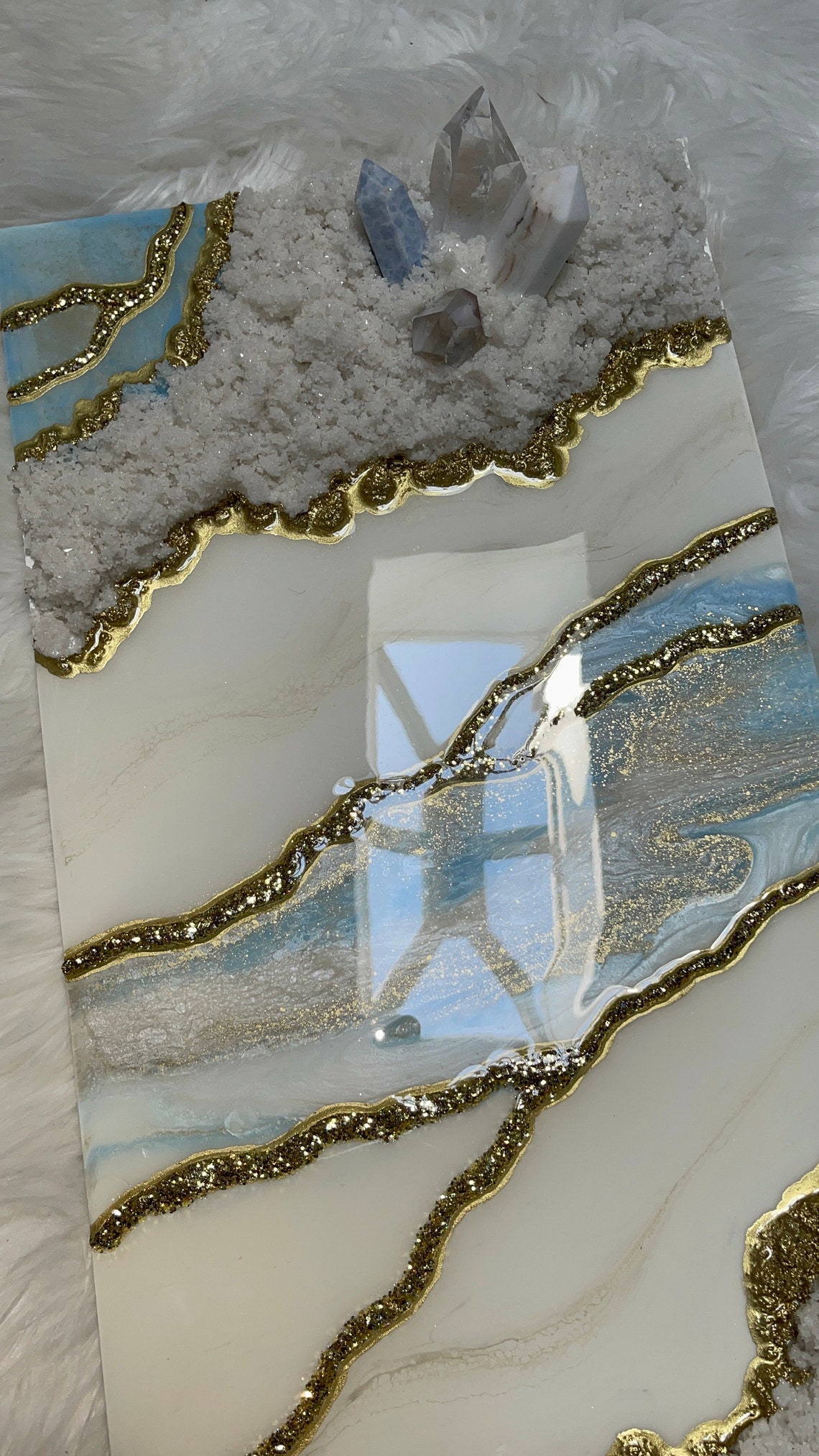 24x12 Decorative Geode Style Resin Art Board on Wood - Etsy