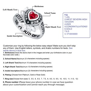 Customizable Class Ring for Women, Exclulsive Design With Heart and ...