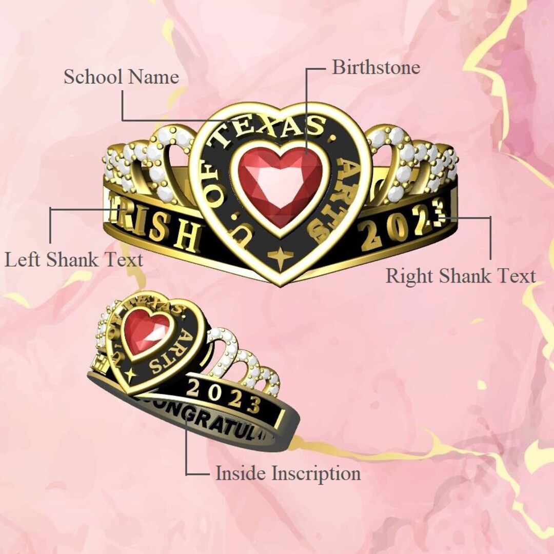 Women's Customized Class Ring for High School and College , Sterling ...