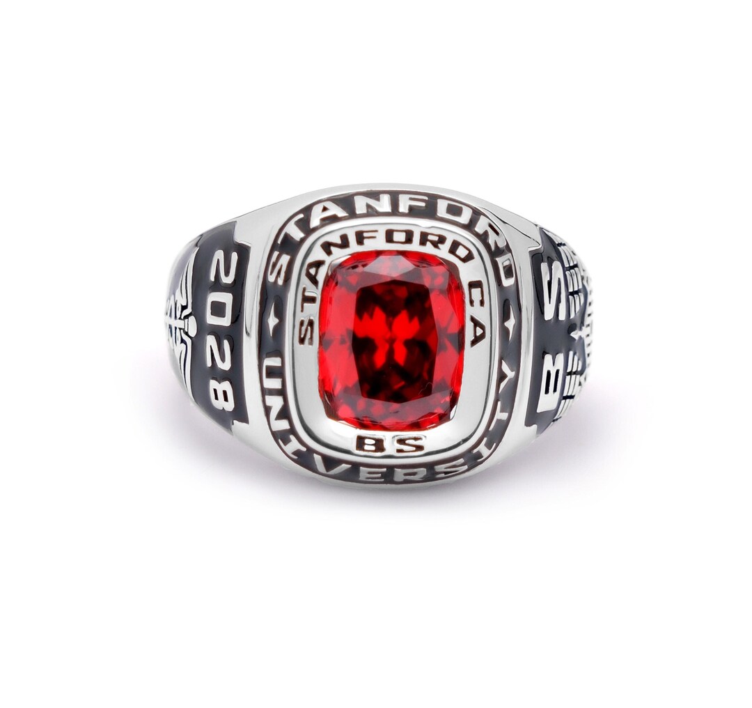 Personalized Sterling Silver/ 10K Gold Class Ring With Birthstone ...