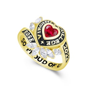 Customizable Class Ring for Women, Exclulsive Design With Heart and ...