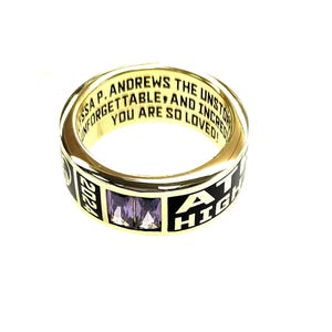 Personalized Sterling Silver/ 10K Gold Band Class Ring for Men With ...