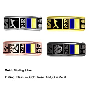 Personalized Sterling Silver/ 10K Gold Band Class Ring With - Etsy