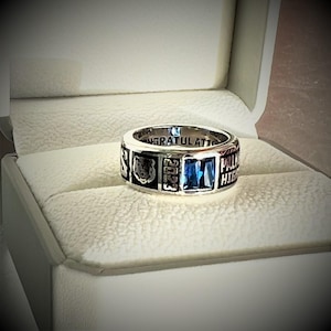 Personalized Sterling Silver/ 10K Gold Band Class Ring for Men With ...