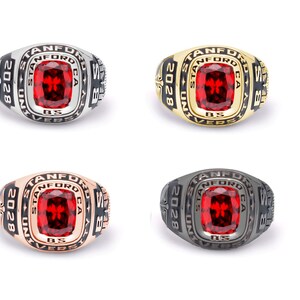 Personalized Sterling Silver/ 10K Gold Class Ring With Birthstone ...