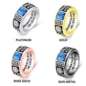Personalized Sterling Silver/ 10K Gold Band Class Ring for Men With ...