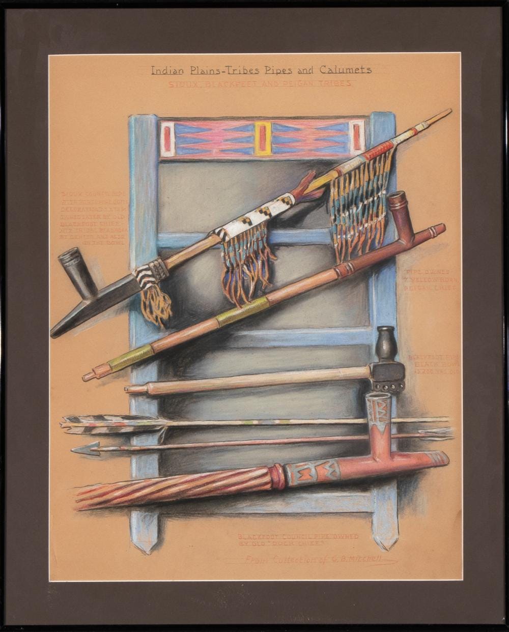 Native American Indian Plains Tribe, Pipes & Calumets, George Bertrand ...