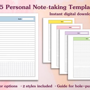 A5 Sized Personal Note-taking Template Instant Digital Download - Etsy
