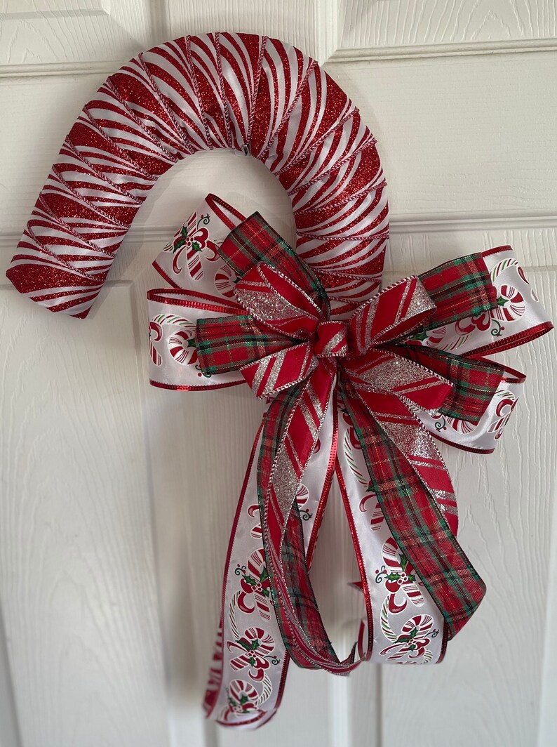 Peppermint Candy Cane With Candy Cane Bow - Etsy