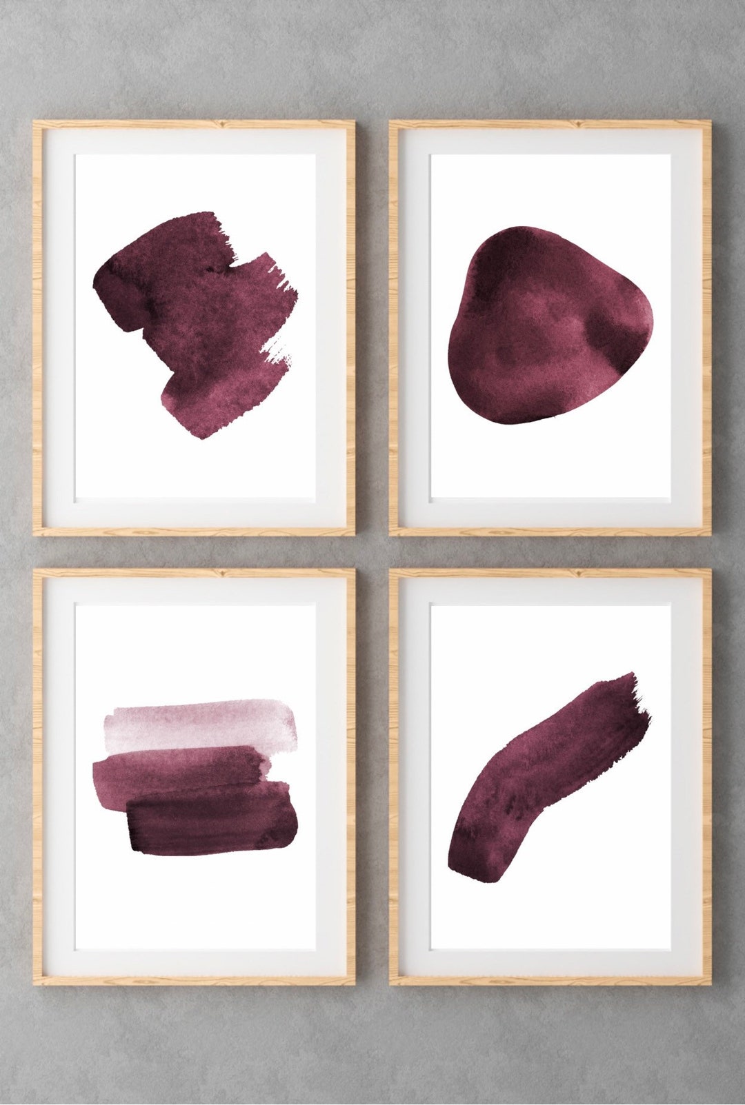 Maroon Abstract Wall Art Printables - Etsy