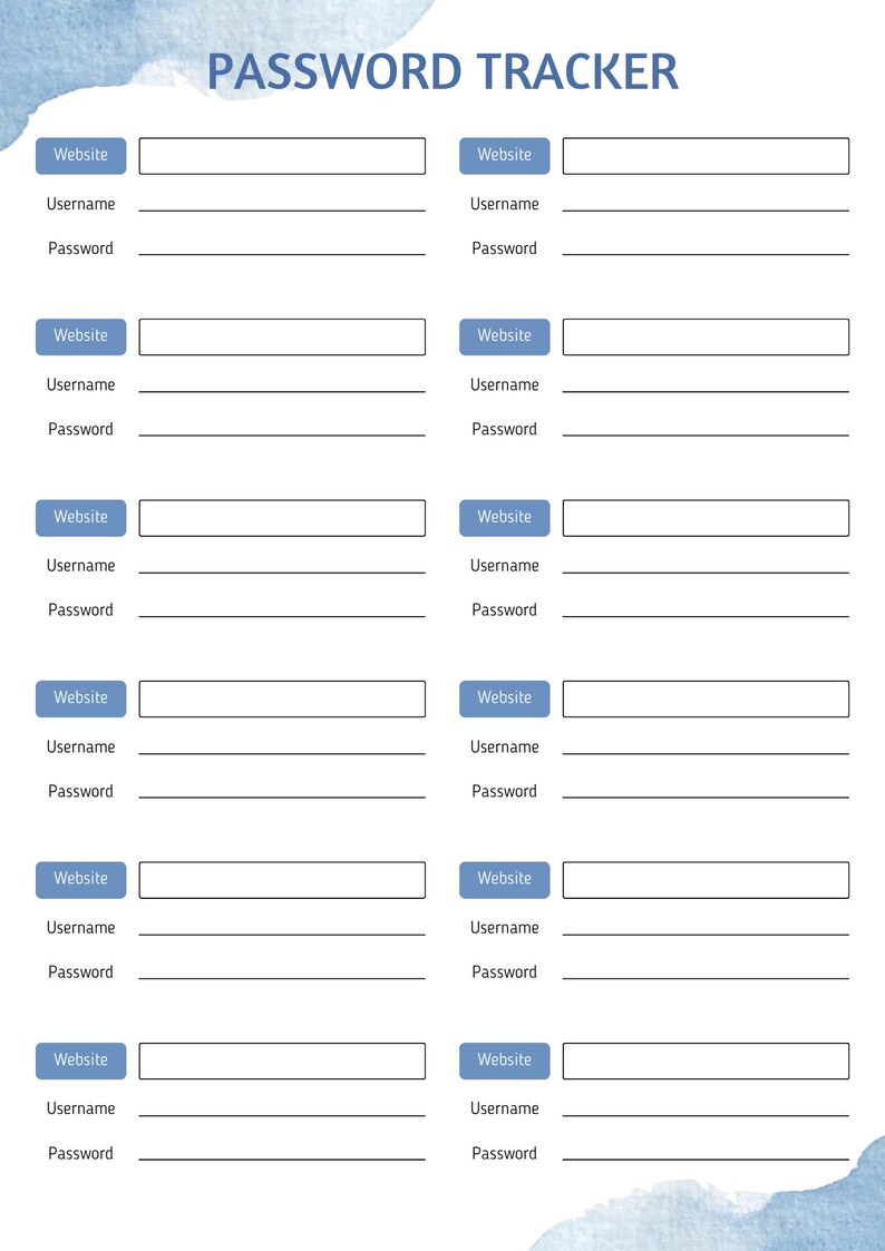 Editable Password Tracker Printable: Password Log, A4/a5/letter ...