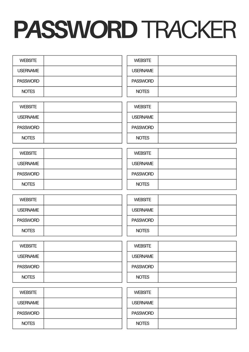 Password Tracker Printable And Fillable Password Keeper Password Organizer Password Log A4 A5