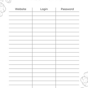 Password Tracker Printable & Fillable, Password Keeper, Password ...