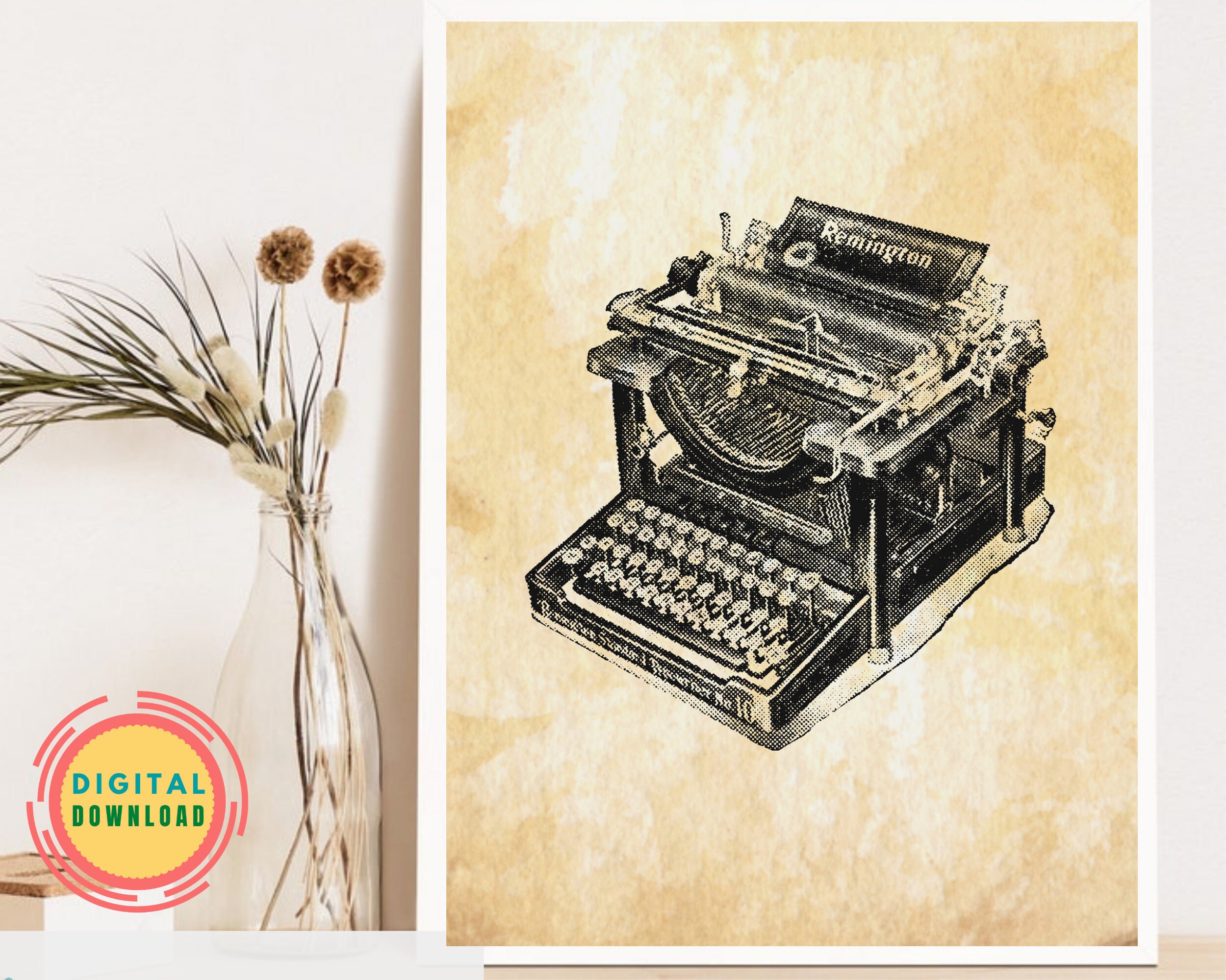 Vintage Typewriter Printable Wall Art, Digital Download, Old Fashioned ...