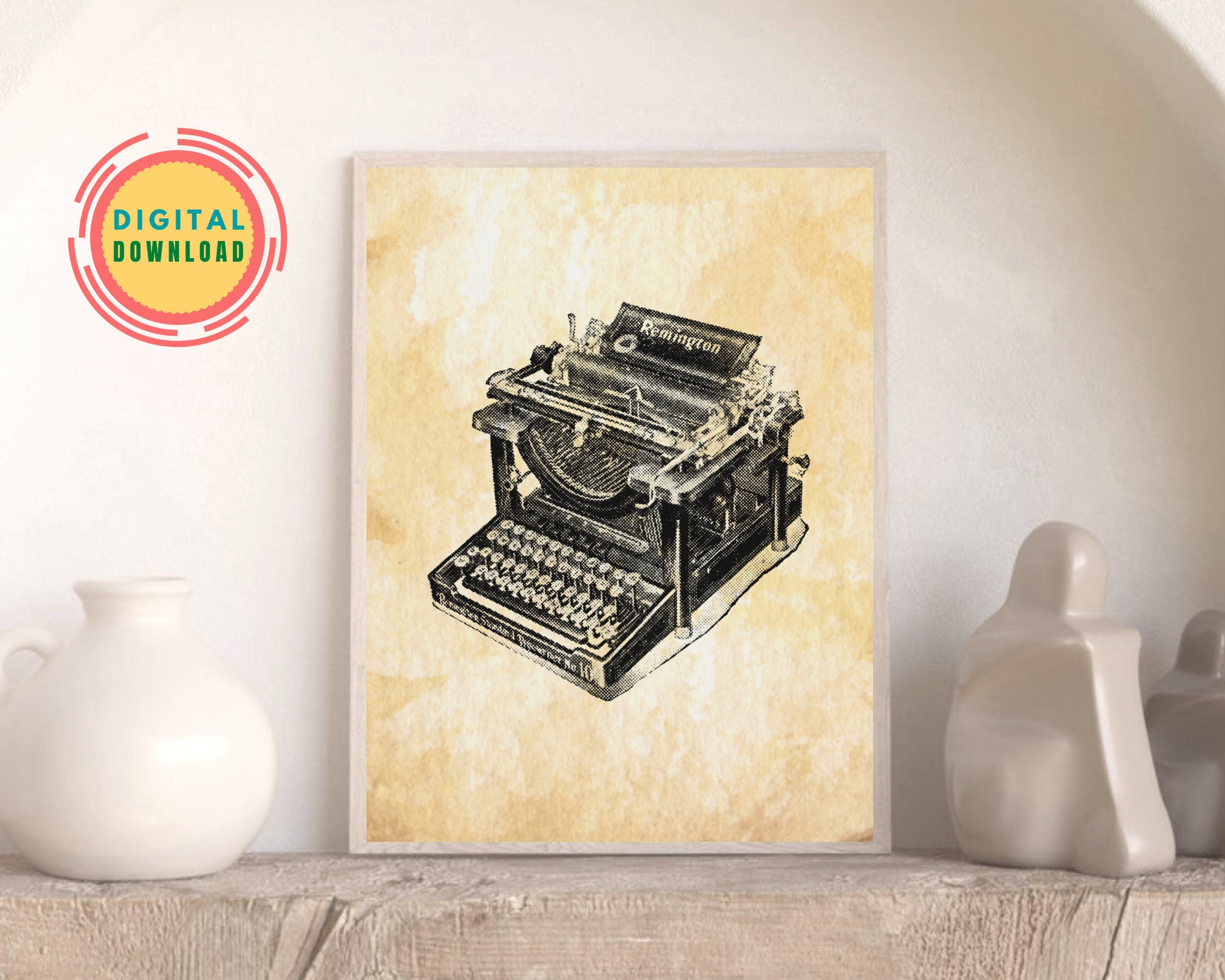 Vintage Typewriter Printable Wall Art, Digital Download, Old Fashioned ...