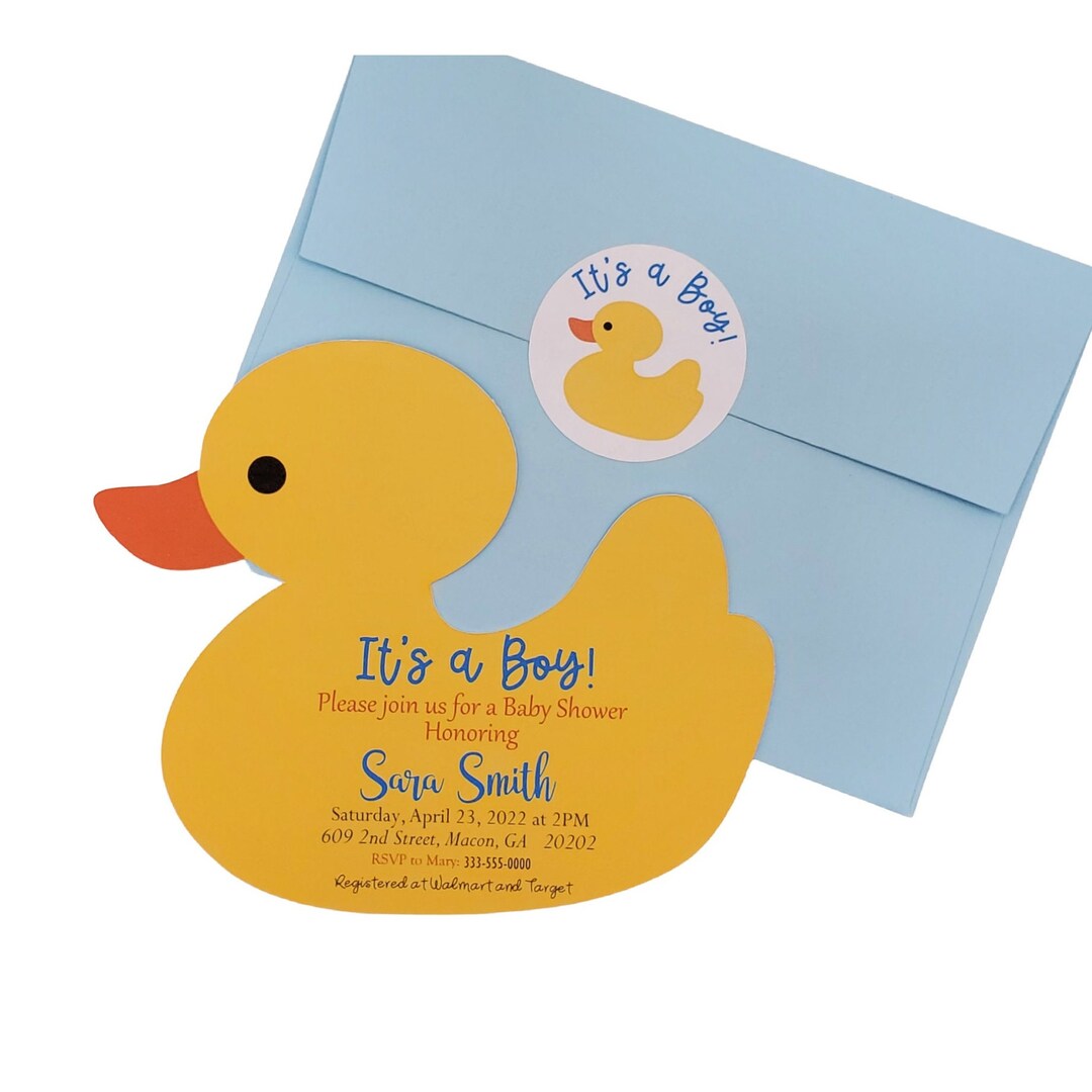 Rubber Duck Baby Shower Invitation, Boy Rubber Duck Baby Shower, Baby ...