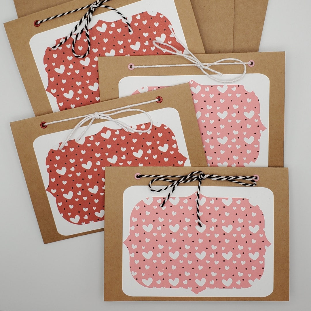 Handmade Valentine's Day Note Card Set, Set of 4 Handmade Valentine ...
