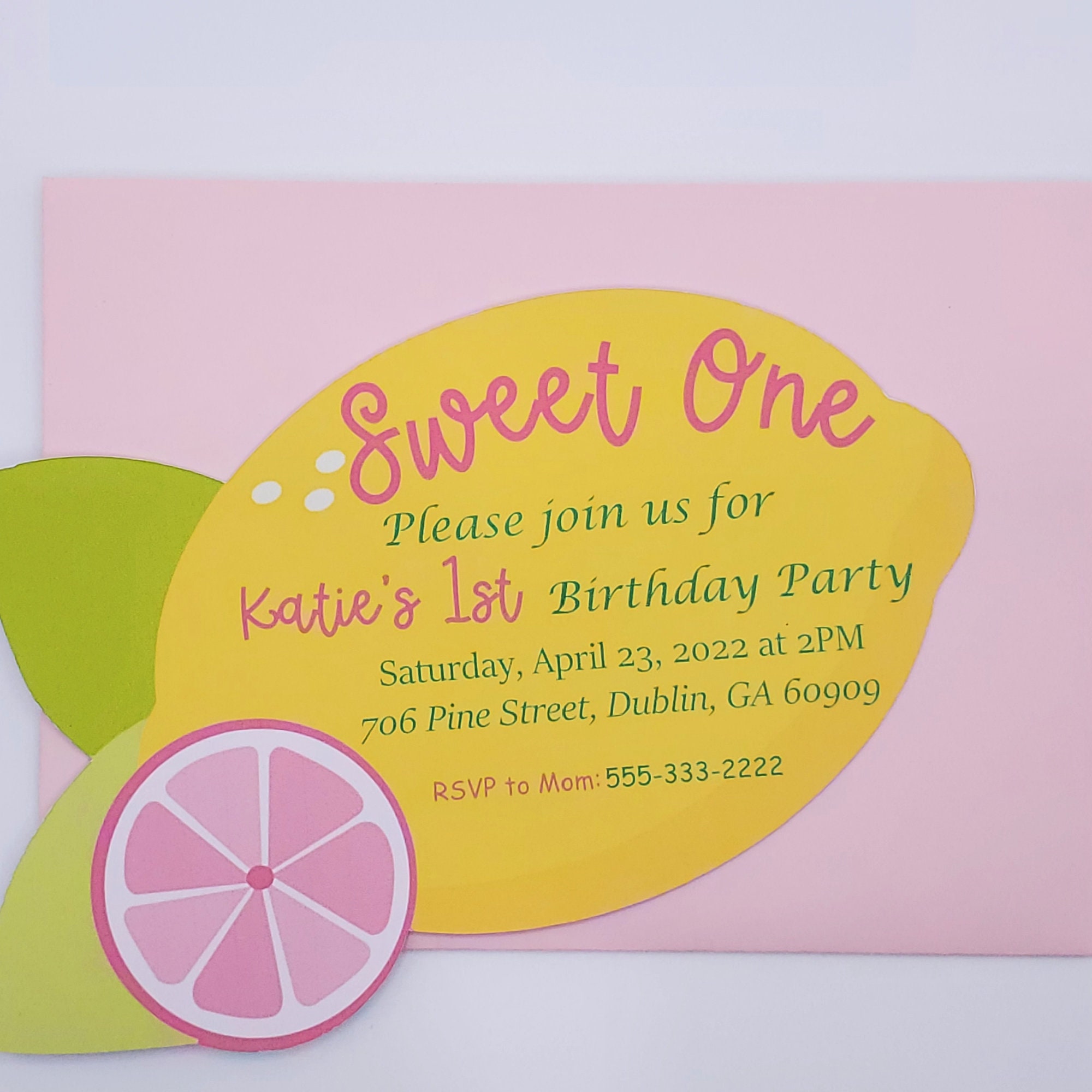 Sweet One Birthday Party Invitations, Pink Lemonade First Birthday ...
