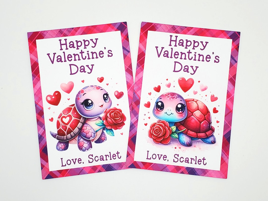 Kid's Personalized Valentine's Day Cards, Turtle Valentine's Day Cards ...